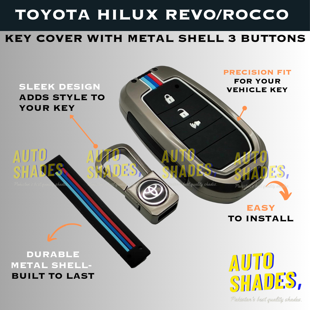 Toyota Hilux Revo/Rocco Key Cover With Metal Shell 3 Buttons – Auto Shades